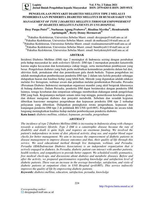 Pemberdayaan Penderita Diabetes Tipe 2 Pdf Pengembangan Diri