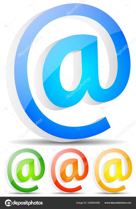 At Symbols In 3d Email Communication Support Themes 3 Colors