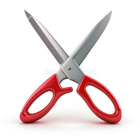 Red Scissors With Metal Blades Isolated On White Background Stock Illustration Illustration
