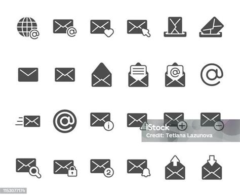 편지 봉투 실루엣 아이콘입니다 이메일 받은 편지함 메시지 사무실 사서함 및 이메일 보내기 실루엣 벡터 아이콘 세트 개념에 대한 스톡 벡터 아트 및 기타 이미지 Istock