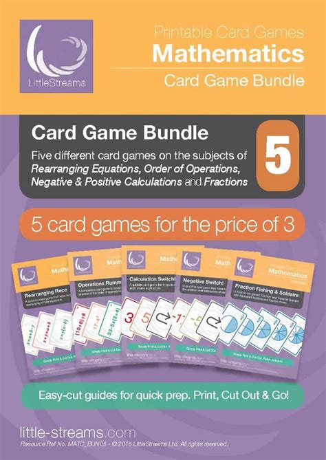 Rearranging Fractions And Operations Card Game Bundle 5 Basic Algebra Basic Math Math Time