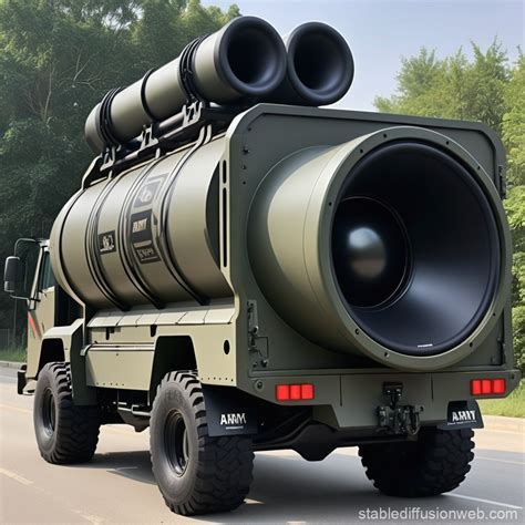 Army Truck With Rotating Subwoofer Stable Diffusion Online