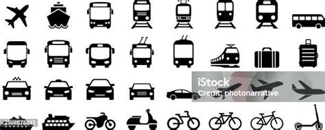 버스 트램 트롤리 버스 지하철 기차 선박 자전거 및 자동차 평면 아이콘은 교통 수단의 표시입니다 개념에 대한 스톡 벡터 아트 및 기타 이미지 Istock