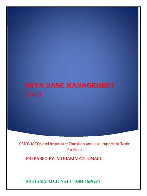 Cs403 Imp Short Notes Pdf Databases Database Index