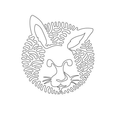 Single Swirl Continuous Line Drawing Abstract Art Rabbits Have Long Ears Continuous Line