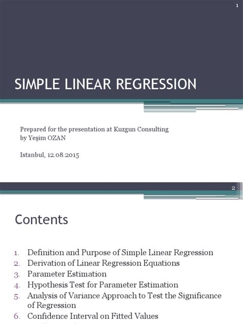 Yesim Ozan Simple Linear Regression Presentation 080815 Pdf