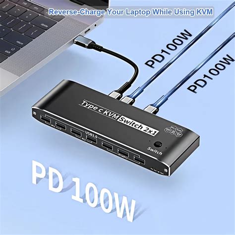 USB C 8K KVM Switch 2 PC Input 1 DP HDMI Monitor Output 8K 60Hz 4K