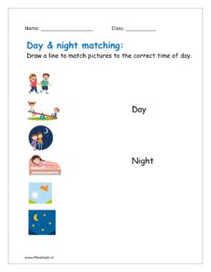 Day And Night Worksheet For Grade 1