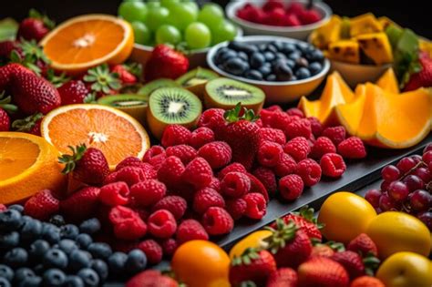 Premium Photo Fruit And Berries Buffet Generative Ai