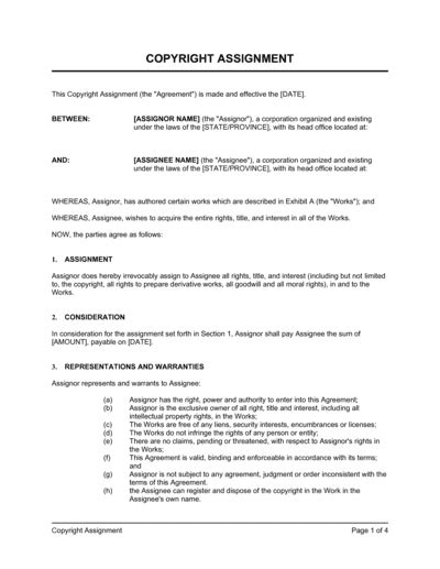Copyright Assignment Template Word And Pdf Free Trial