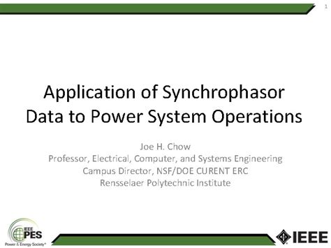 1 Application Of Synchrophasor Data To Power System