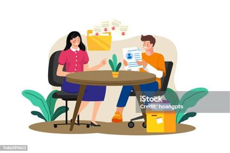 인사 관리자가 구직자를 인터뷰합니다 경영자에 대한 스톡 벡터 아트 및 기타 이미지 경영자 계획 남자 사업가 Istock