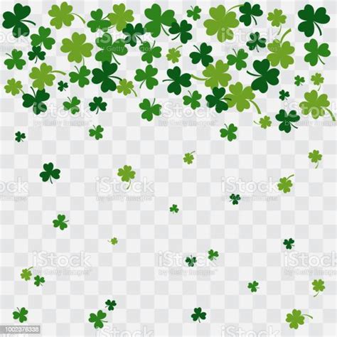 떨어지는 녹색 클로버 잎 투명 배경에서 벡터 일러스트 레이 션 0명에 대한 스톡 벡터 아트 및 기타 이미지 0명 3 3월