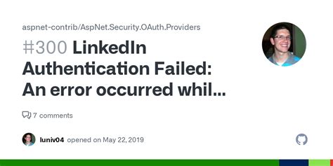 Linkedin Authentication Failed An Error Occurred While Retrieving The User Profile · Issue 300