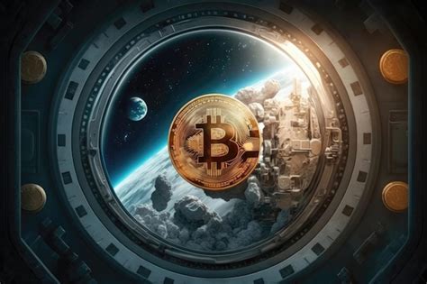 Premium Ai Image Bitcoin Coin In Space Earth Generative Ai