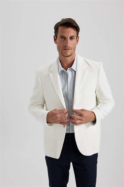 أبيض رجالي جاكيت بليزر مودرن فيت 2853660 Defacto