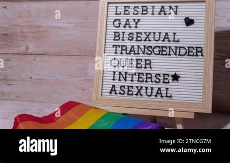 Zoom In Out Lgbtqia Description Frame On Rainbow Lgbtqia Flag Made From