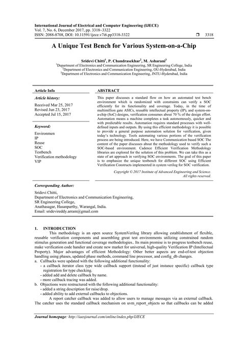 A Unique Test Bench For Various System On A Chip Pdf