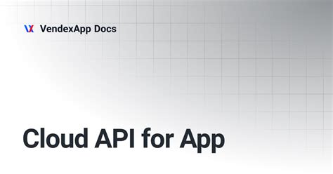 Cloud Api For App Vendexapp Docs