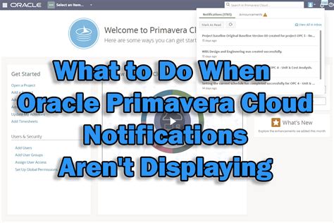 What To Do When Oracle Primavera Cloud Notifications Arent Displaying