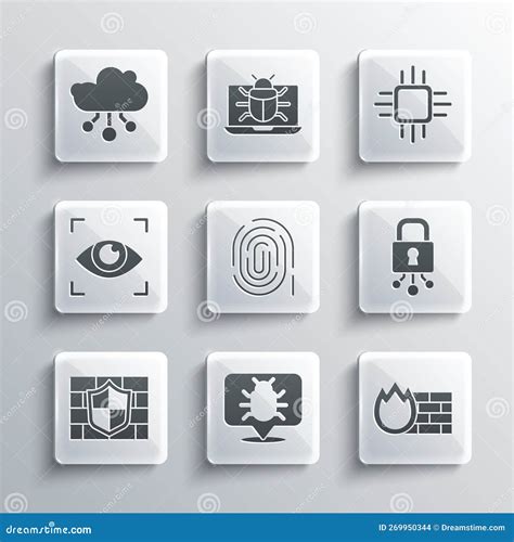 Set System Bug Firewall Security Wall Cyber Fingerprint Shield
