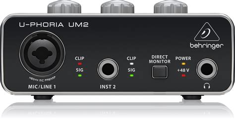 Interface De Áudio Behringer U Phoria Um2 Interfaces Áudio