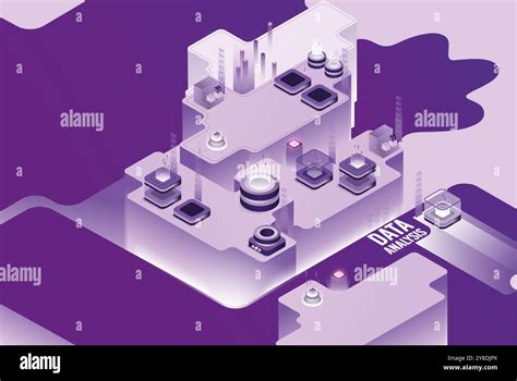 Personal Data Protection Server Room Datacenter Concept Big Data Processing Stock Vector