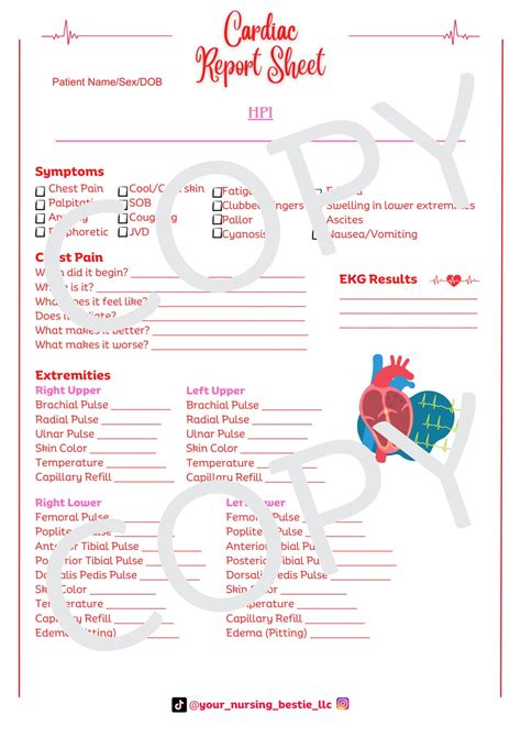 Cardiac Report Sheet Etsy