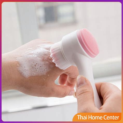 แปรงทำความสะอาดหน้า 2 ด้าน ที่ขัดหน้า ลดสิวเสี้ยน ทำความสะอาดผิวหน้า พกพาสะดวก แปรงทำความสะอาด