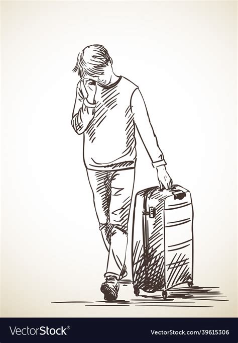 Как нарисовать человека с чемоданом 90 фото