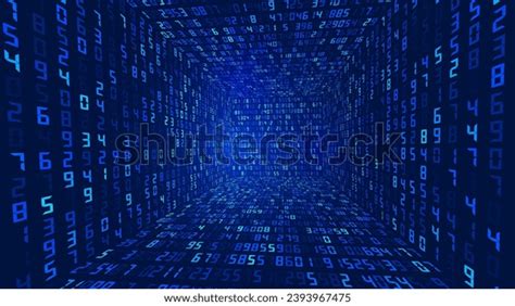 Big Data 3d Matrix Numbers Quantum Stock Vector Royalty Free