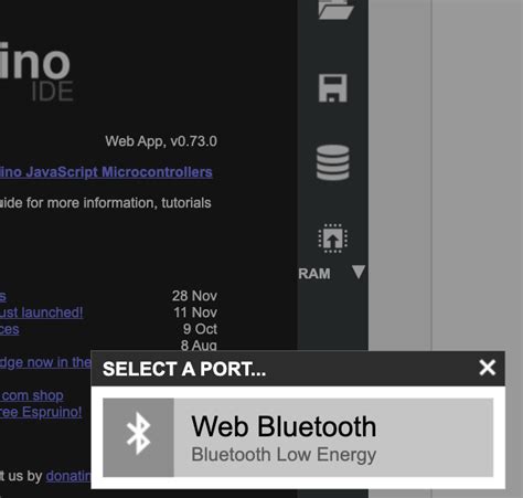 No Web Serial In 0 73 0 Issue 219 Espruino EspruinoWebIDE GitHub