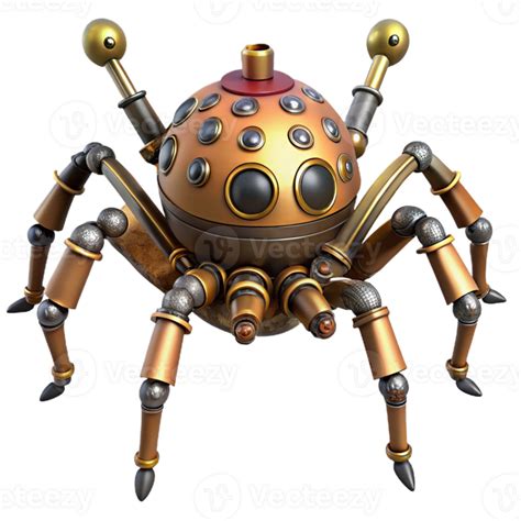 Inspired Tropical Steampunk Clockwork Spider Automaton With Eight Articulated Legs With