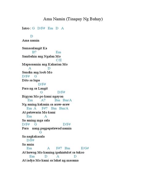 Ama Namin Manoling Francisco Lyrics And Chords Pdf