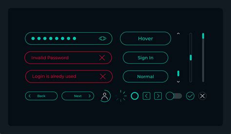 Sign In Process Ui Elements Kit Create Account Isolated Vector Components Flat Navigation