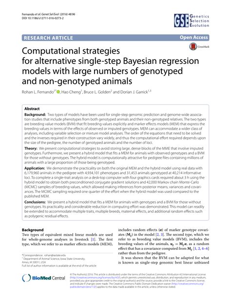 Pdf Computational Strategies For Alternative Single Step Bayesian