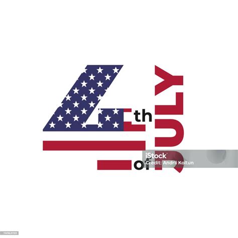 7 월 넷째 흰색 바탕에 색 글꼴 미국 독립 기념일 벡터 일러스트입니다 7 월 4 일 미국 국가 상징을 가진 인쇄 상의 디자인 빨간 줄무늬를 가진 깃발 및 파란에 별 벡터