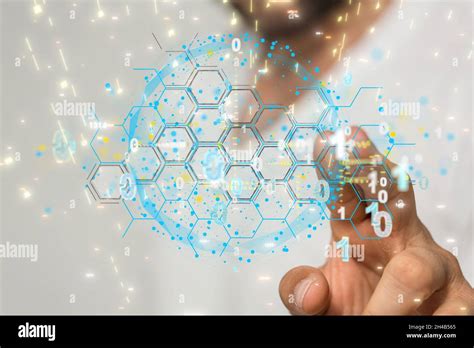 3d Rendering Of A Man Pointing At Connecting Lines And Binary Digits Concept Of Communication