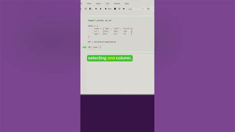 selecting columns in a dataframe in python youtube