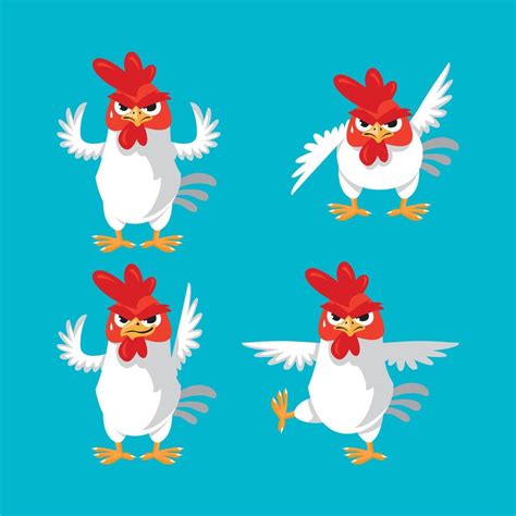 Animated Cartoon Chicken Characters On Blue Background 68750591 Vector Art At Vecteezy