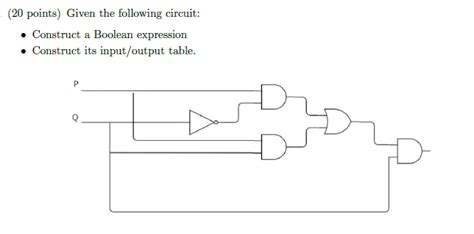Solved 20 Points Given The Following Circuit Construct