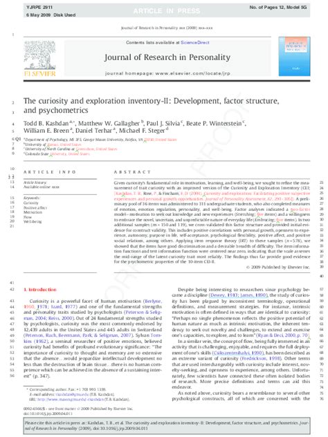 Pdf The Curiosity And Exploration Inventory Ii Development Factor