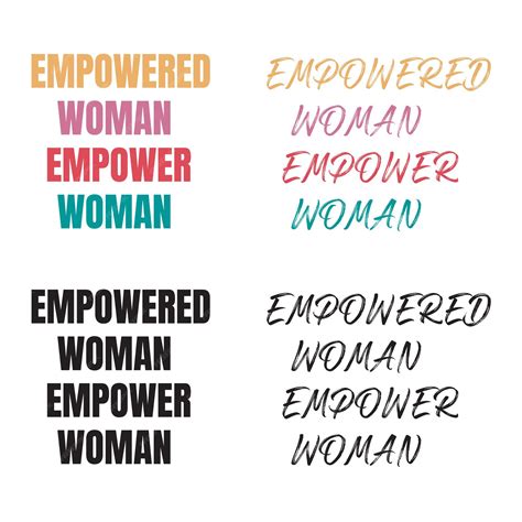 Una Línea De Fuentes De Diferentes Colores Con Las Palabras Empoderado Mujer Empoderamiento