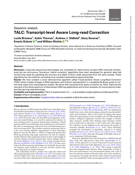 Pdf Talc Transcript Level Aware Long Read Correction