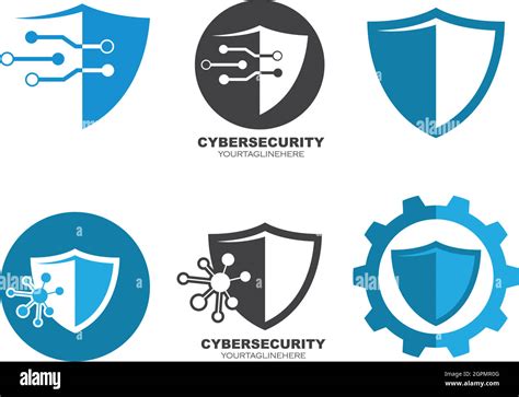 Cyber Security Logo With Shield Vector Image Stock Vector Image Art Alamy