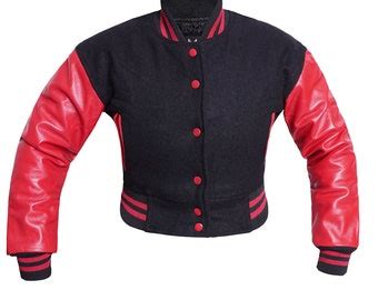 Cropped Varsity Jacket Baseball Letterman Jackets Wool Body Genuine