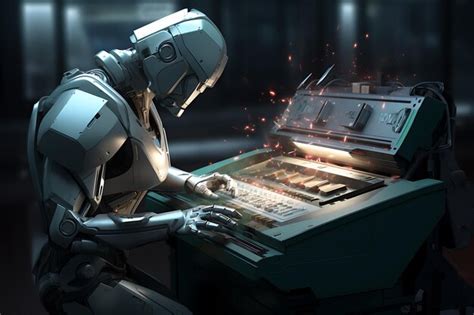 Premium Photo Developer At Laptop And Computer With Open Robotic Soft