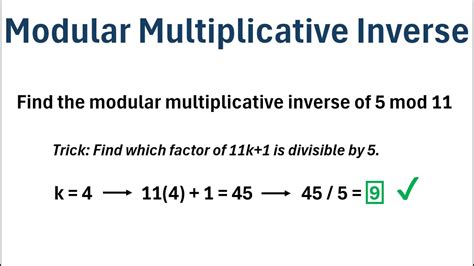 How To Find The Modular Multiplicative Inverse Of A Number Youtube
