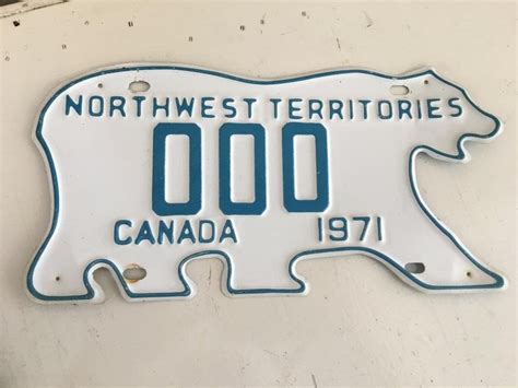 Northwest Territories 1971 Sample Licence Plate