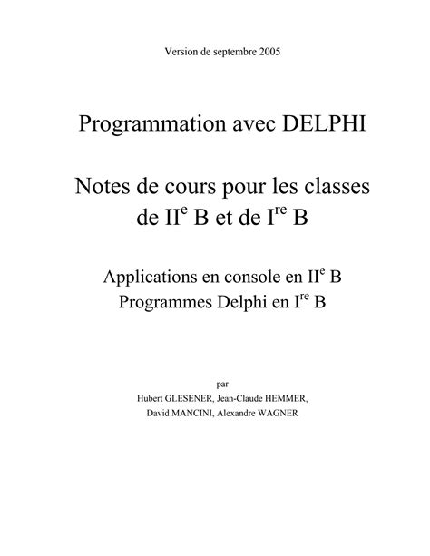SOLUTION Programmation Avec Delphi Studypool